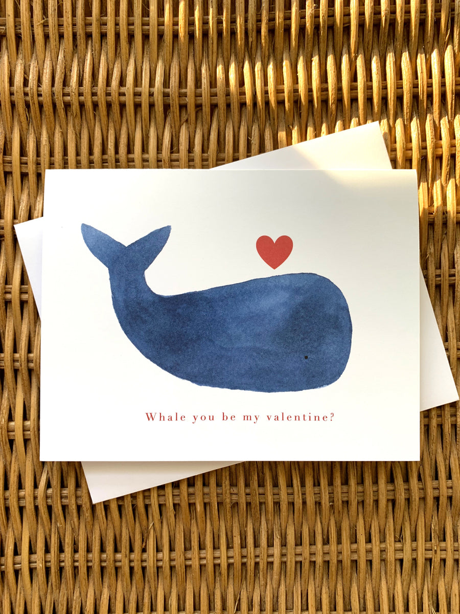whale valentine pun card – see what i sea design